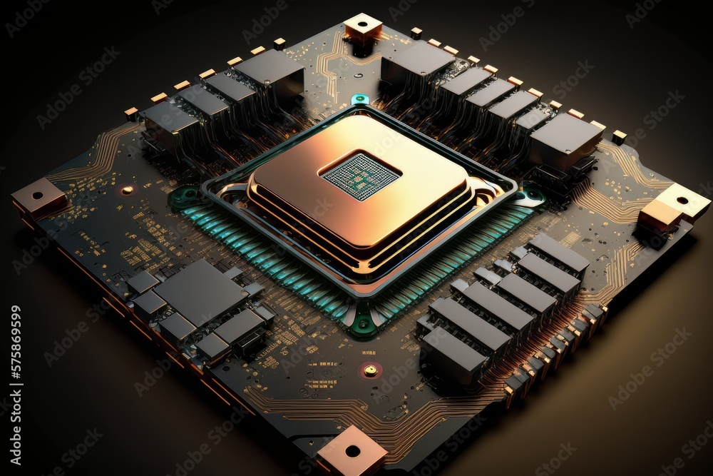 Central computer processors CPU on motherboard, technology background, chip on board, digital ...