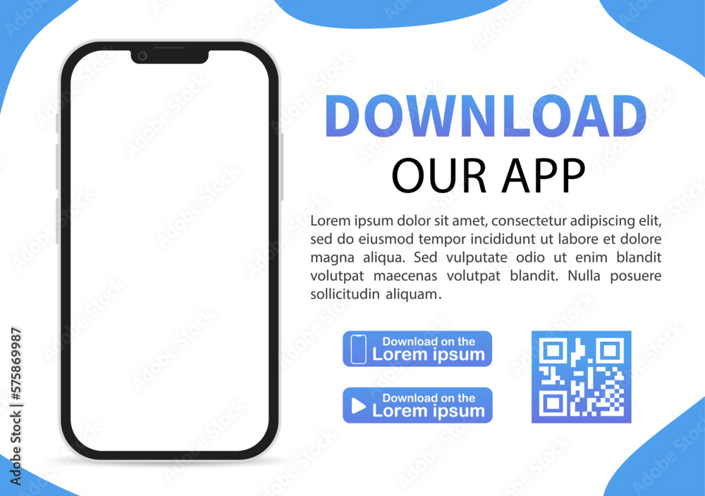 Download page of the mobile app. Empty screen smartphone for you apps ...