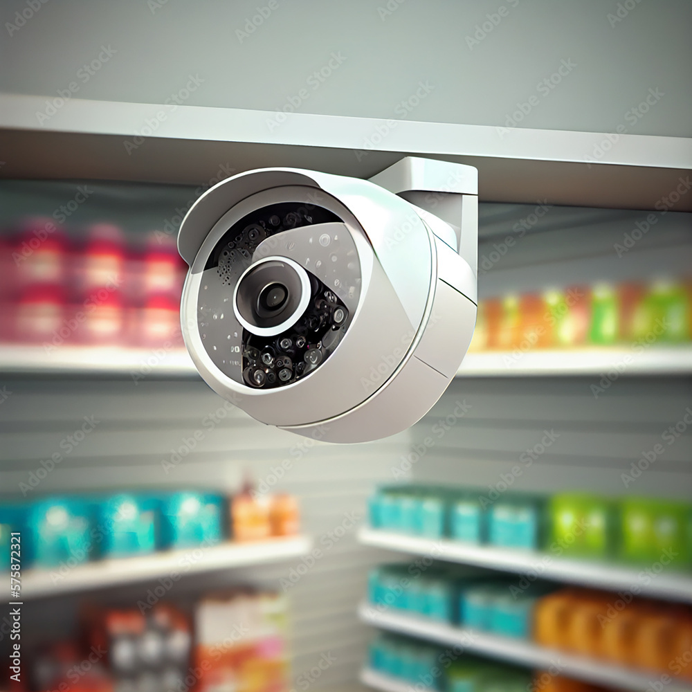 Online Security CCTV camera surveillance system in a grocery store ...