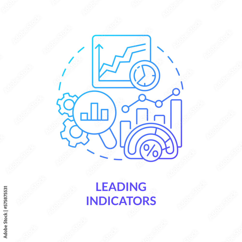 Leading indicators blue gradient concept icon. Market analytics. Type ...