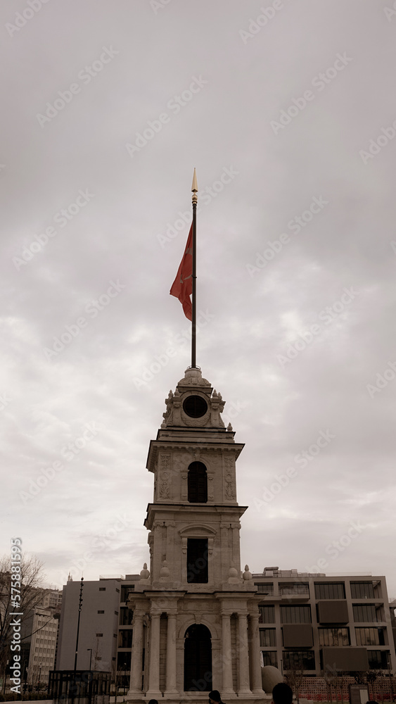 Tophane Clock Tower located in square area of Galataport .The tower ...