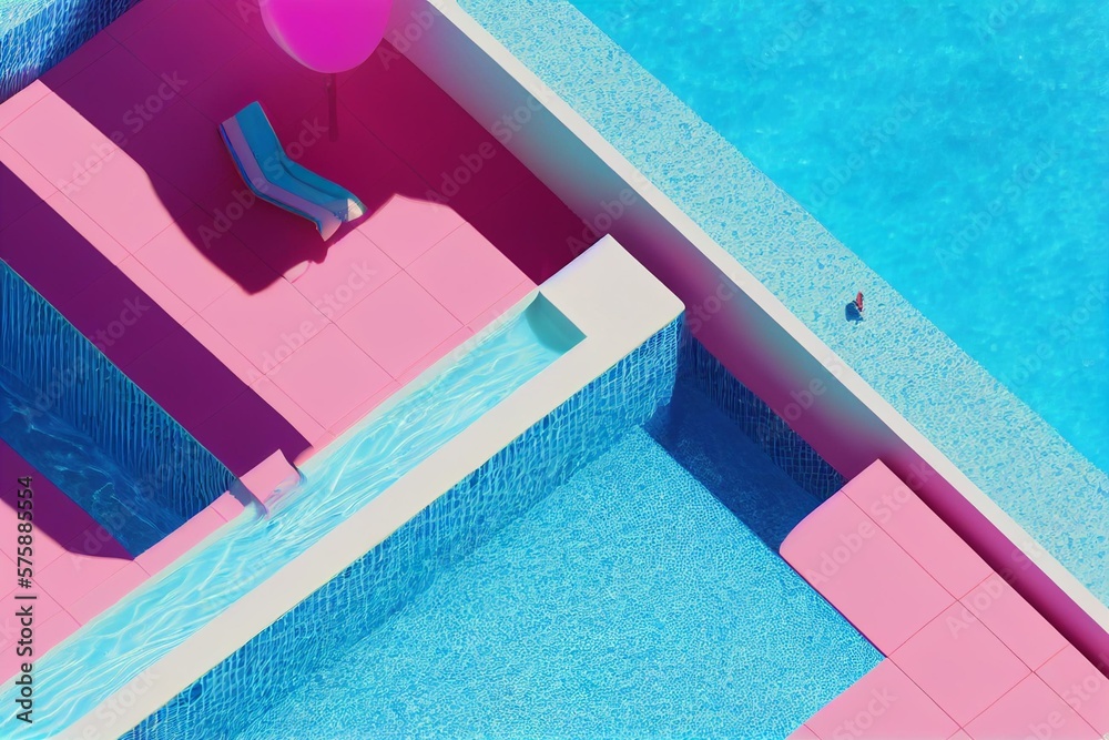 Minimalist wallpaper Blue pink vaporwave swimming pool relax water ...