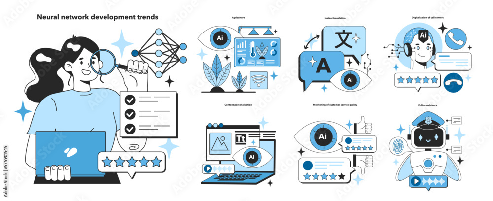 Neural network development trends set. Self-learning computing Stock ...