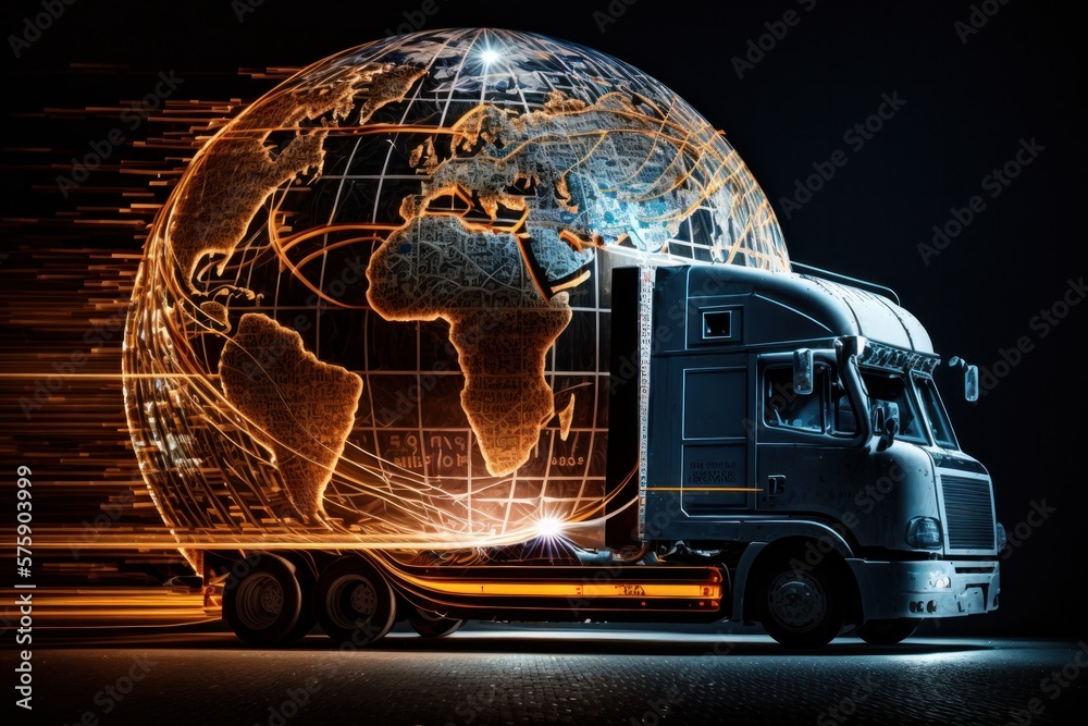 Truck Fast Delivery Global Logistics Trucking Goods Across the World ...