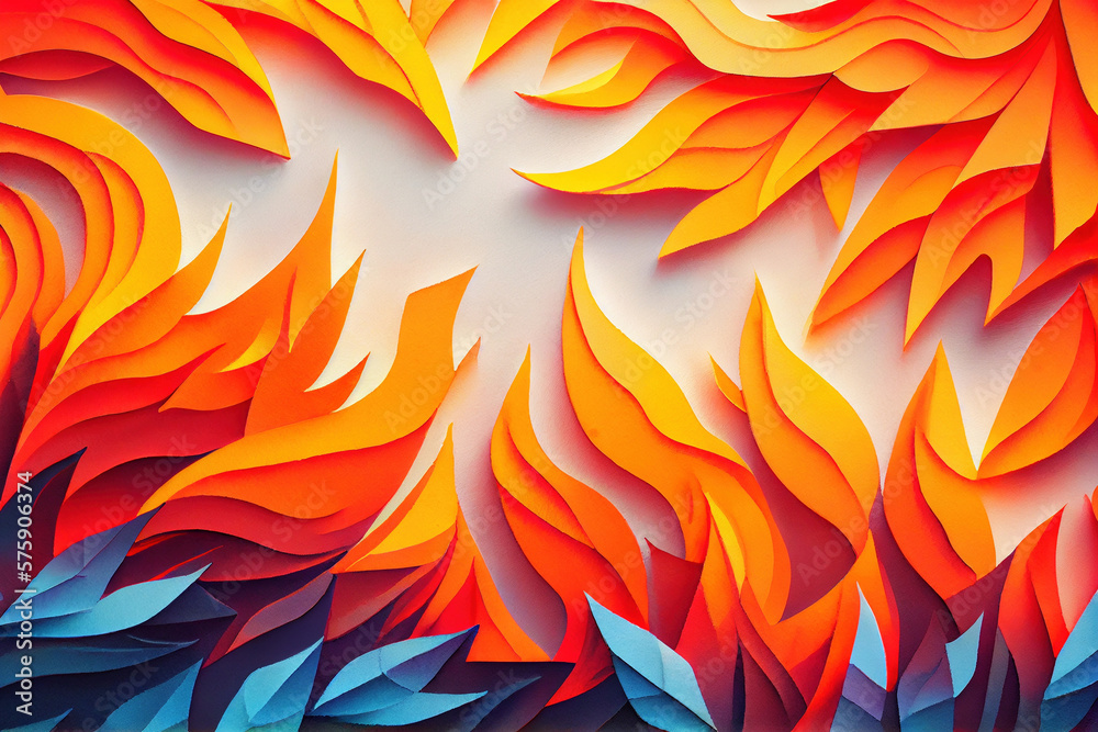 Red and blue fire background, burning hot and cold flames watercolor ...
