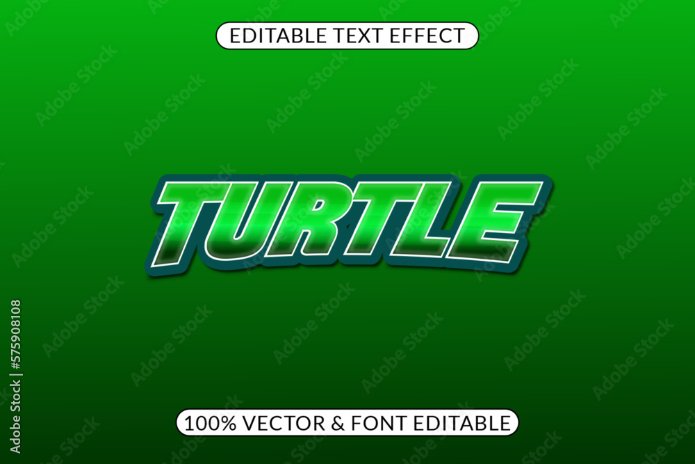 Turtle Text effect, editable green and shiny text style Stock Vector ...