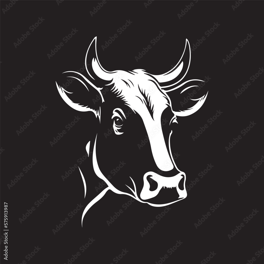 cow head vector logo holstein cow portrait stylized symbol Stock Vector ...