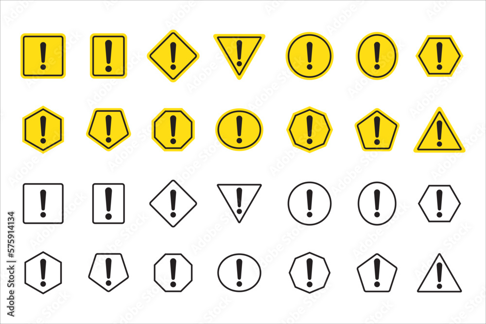 Caution signs. Danger and warning symbol signs. Exclamation mark icon ...