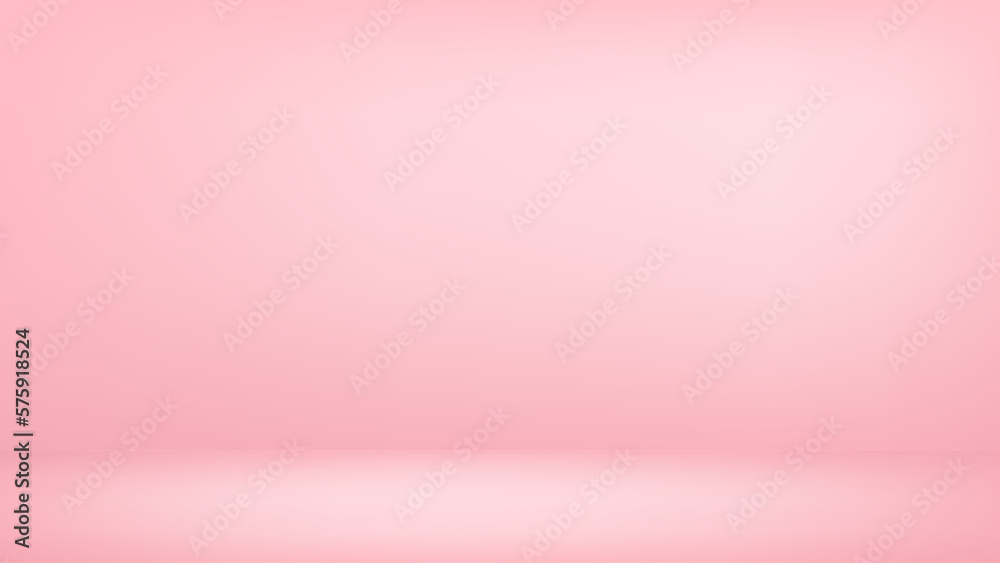 Soft pink studio background with direct lighting. Empty room with ...