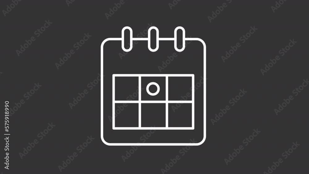 Video Stock Animated calendar white line icon. Planning appointment ...