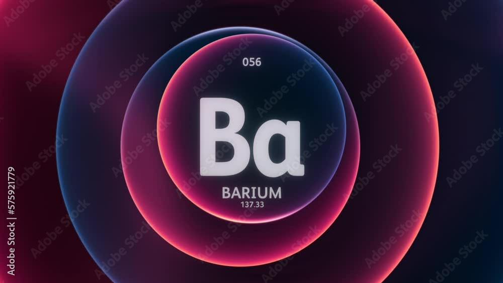 Barium as Element 56 of the Periodic Table. Concept animation on ...