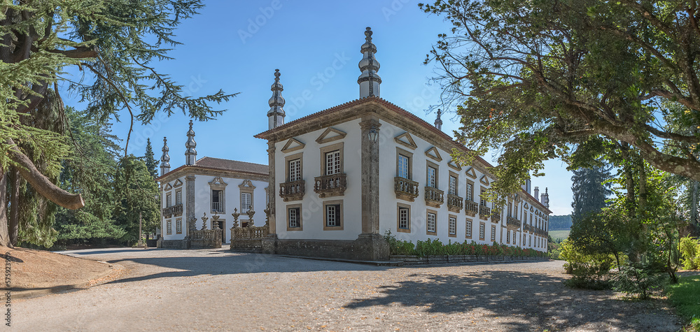 Panoramic view at the front facade building at the Mateus Palace or ...
