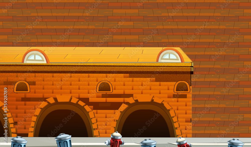 cartoon scene with urban city frame border space for text illustration ...