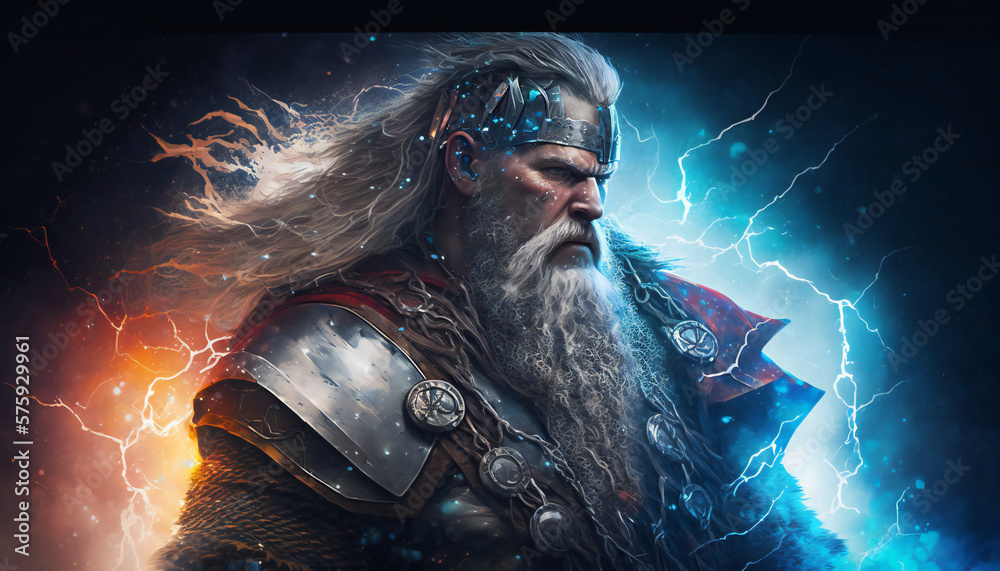 Stockillustratie Thor, god of thunder, lightning, and battle - German ...