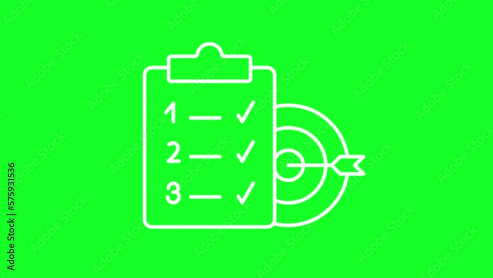 Animated clear goals white line icon. Checklist. Business objectives ...