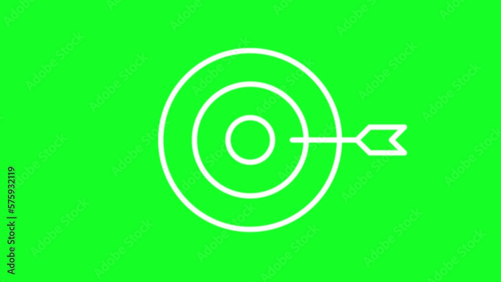 Animated target white line icon. Sport competition. Playing game. Loop ...