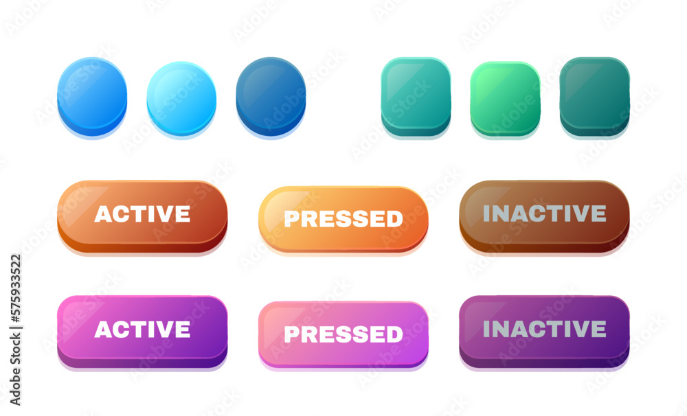 Active and pressed UI buttons. Game interface menu highlighted inactive ... Active and pressed UI buttons. Game interface menu highlighted inactive ...