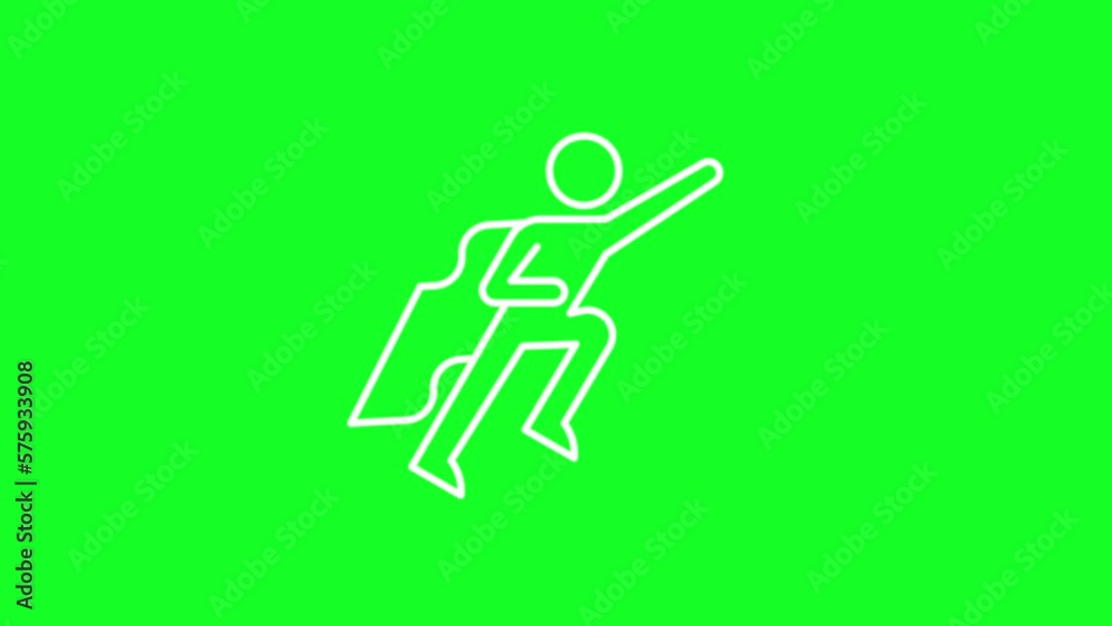 Animated superhero white line icon. Brave and powerful hero. Loop HD ...