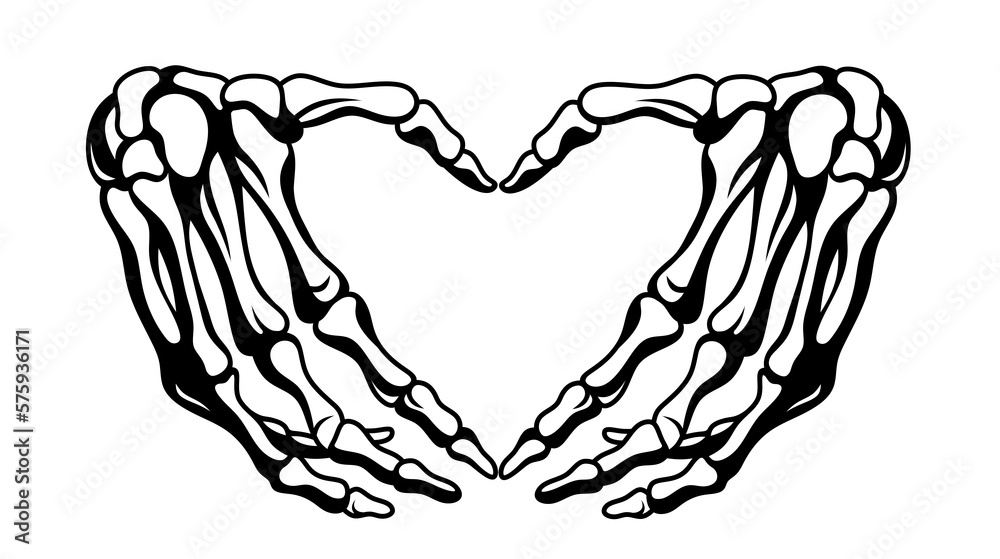 Hand. Human bones. Human skeleton. Illustration of a skeleton hand with ...