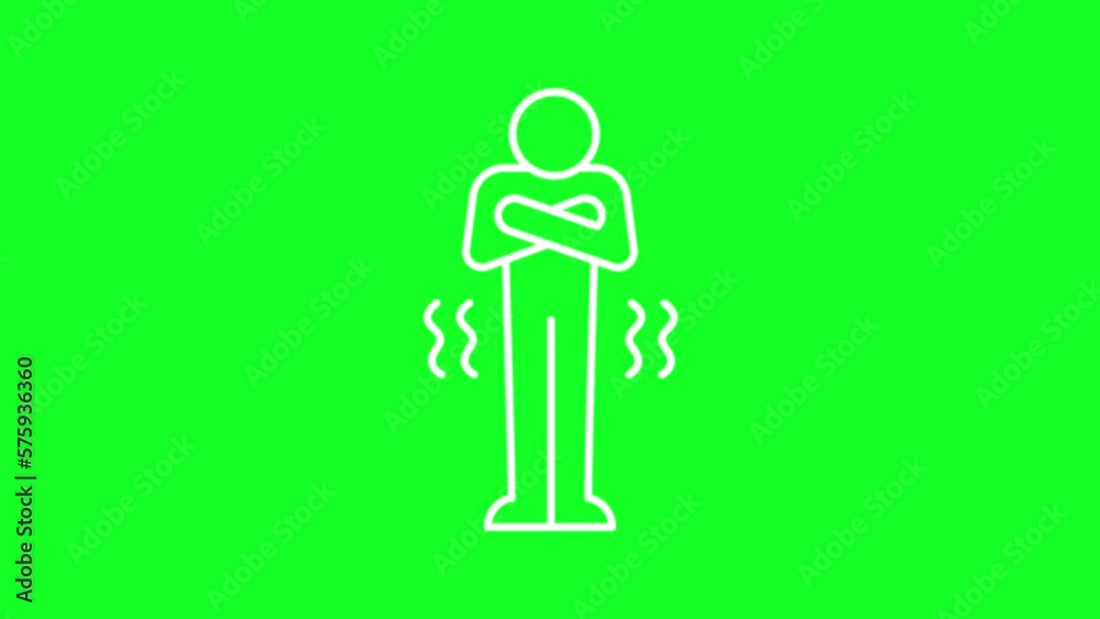 Animated chills white line icon. Fever and temperature. Flu symptom ...