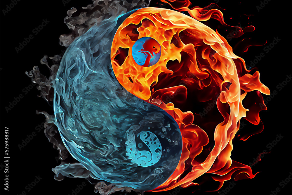 Fire and water - yin-yang concept Stock Illustration | Adobe Stock