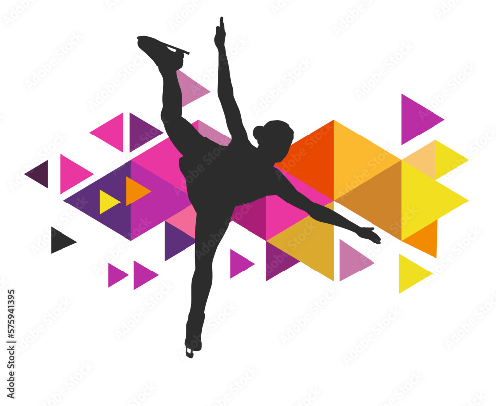 Figure skating sport graphic for use as a template for flyer or for use ...