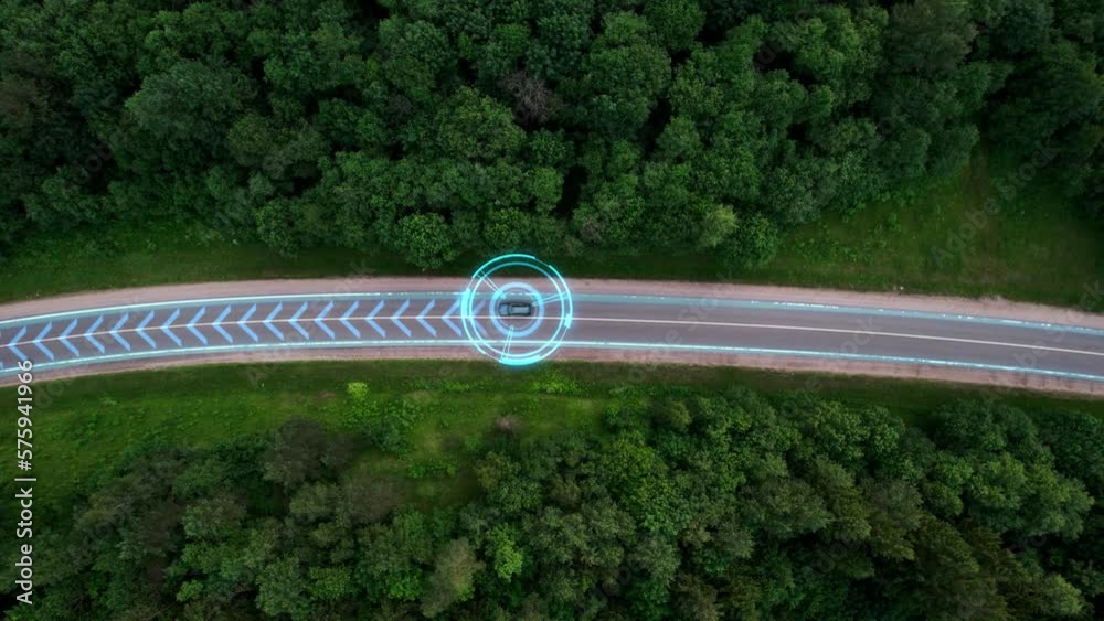 Concept of smart transportation. Driverless cars scan surroundings ...