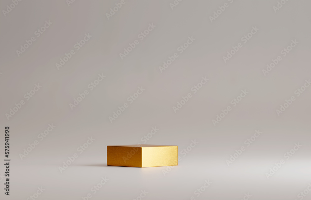 Small gold box for product presentation. Gold leaf covered on bright ...
