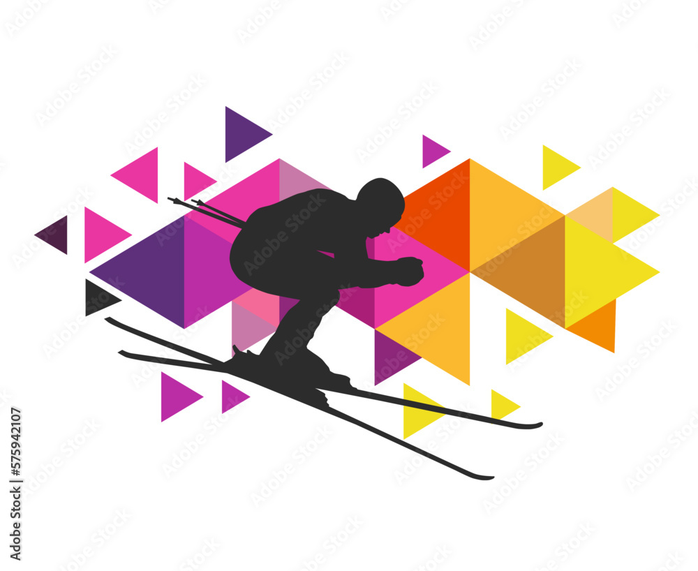 Ski sport graphic for use as a template for flyer or for use in web ...