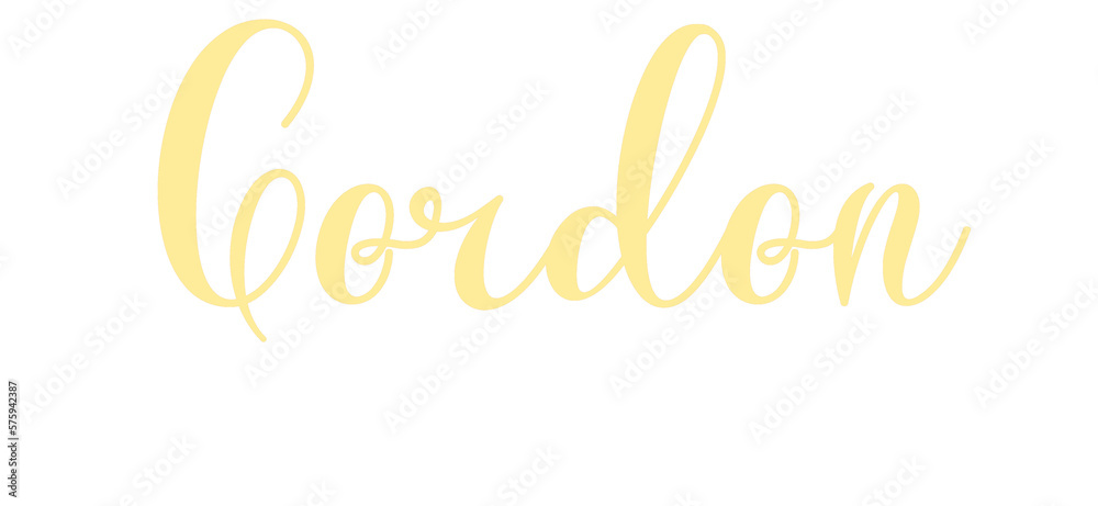 Gordon -Male Name Cursive Calligraphy - yellow color - png file ...