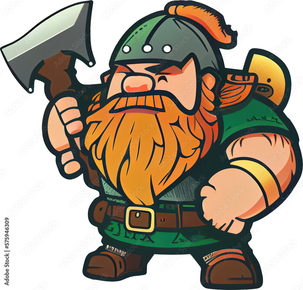 cartoon illustration of a dwarf with an axe Stock Illustration | Adobe ...