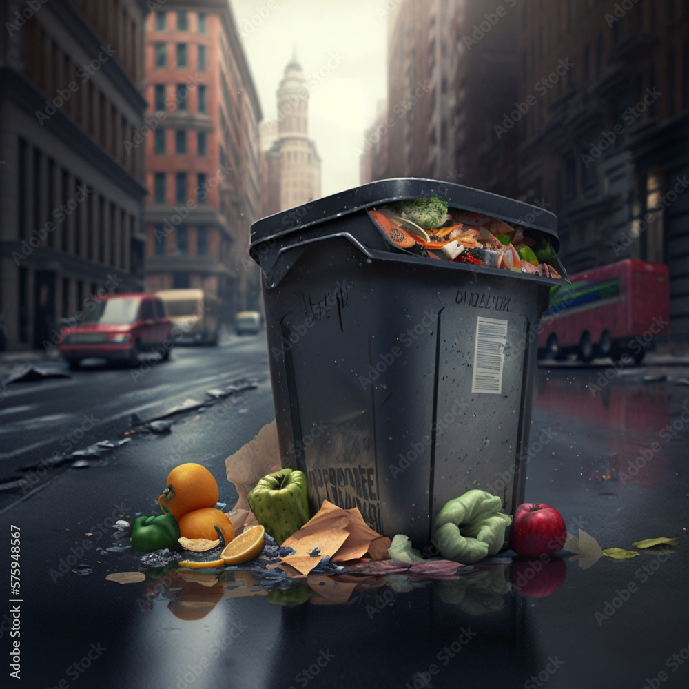 Container full of food. Food waste concept. Generative AI. Stock ...