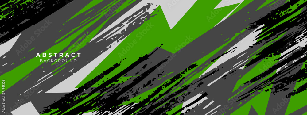 Abstract racing design concept. Graphic abstract green and grey stripe ...