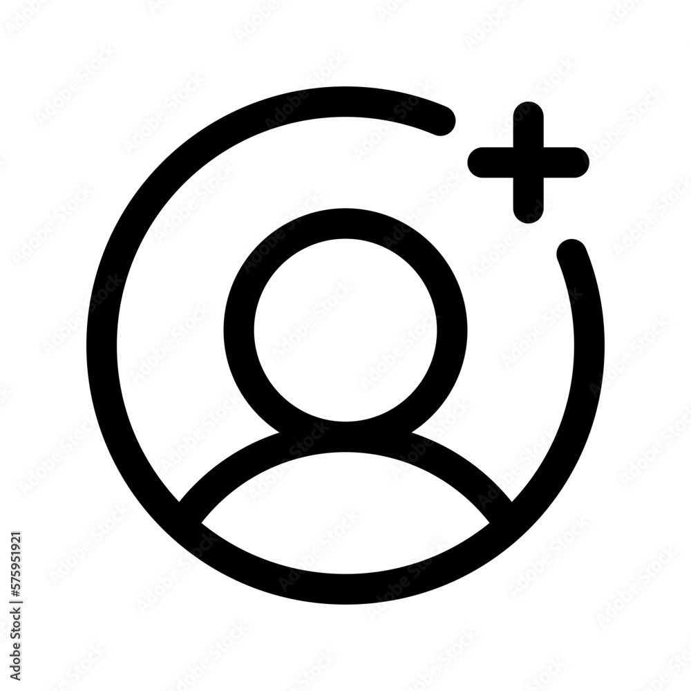 Vector follow, add user icon. Black, white background. Perfect for app ...