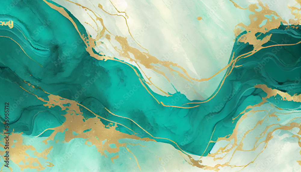 Luxurious Gold and Teal Marble Ink Abstract Art for Abstract Background ...