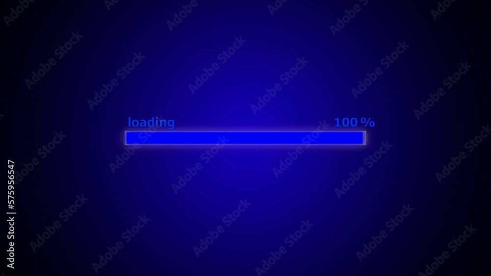 ภาพประกอบสต็อก Digital technology neon abstract blue color loading bar ...