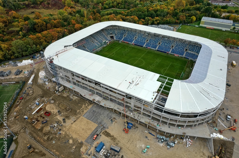 construction and finishing works at the football stadium in plock ...