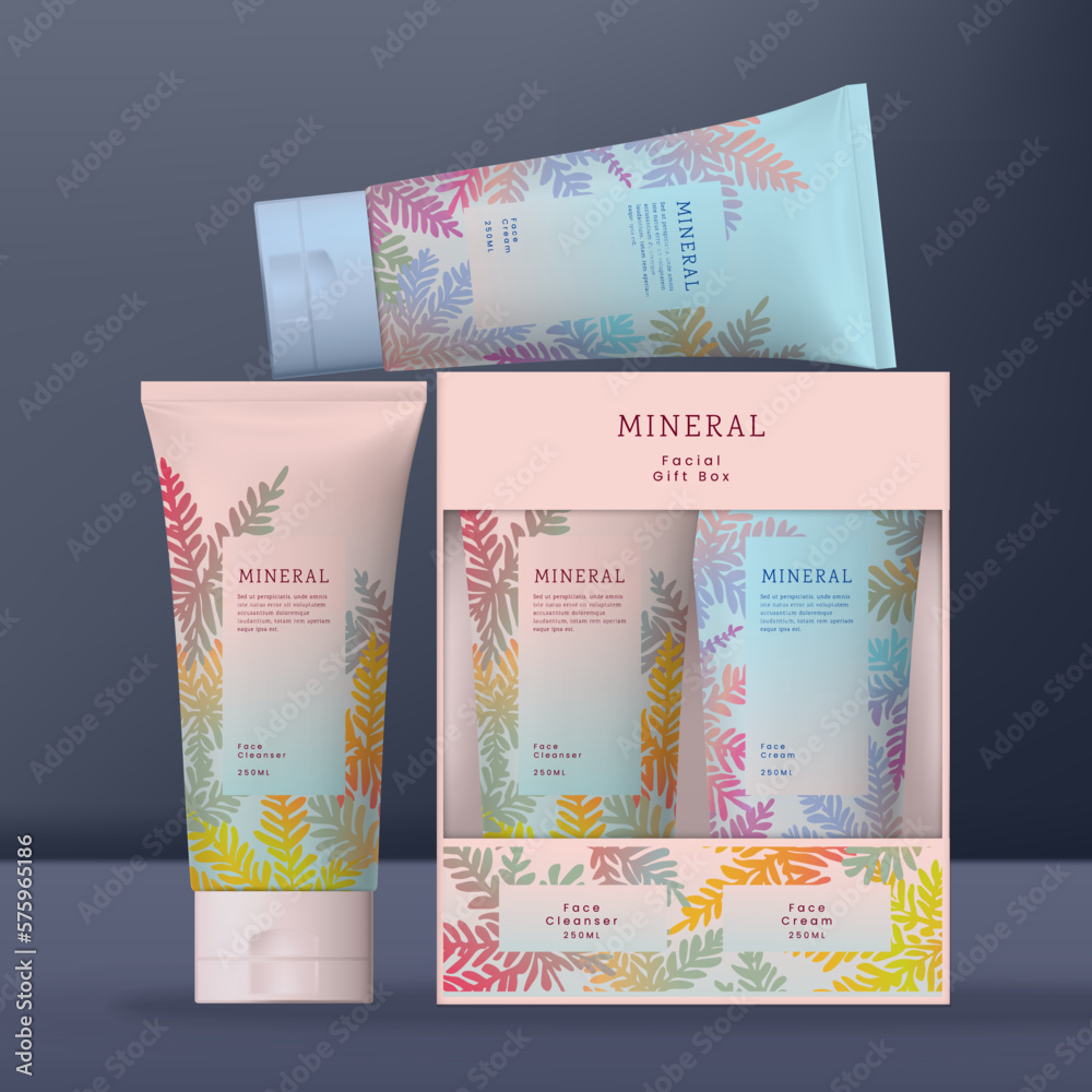 Vector Beauty Hand Cream Gift Box Packaging with Flip Cap. Pastel ...