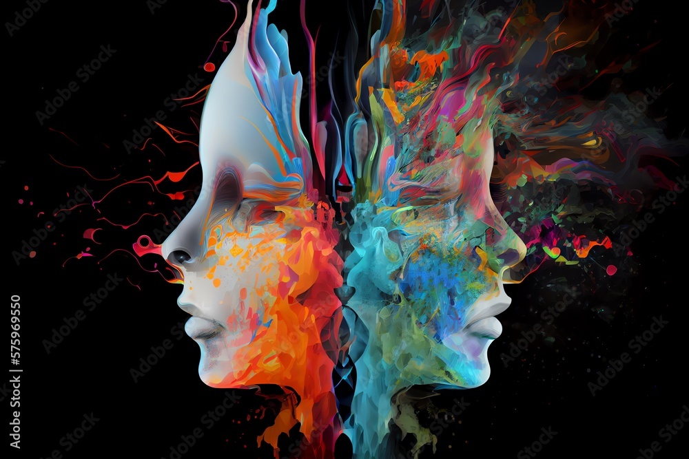 Abstract Face Dissolving In Colors. Can Be Positive Or Negative For ...