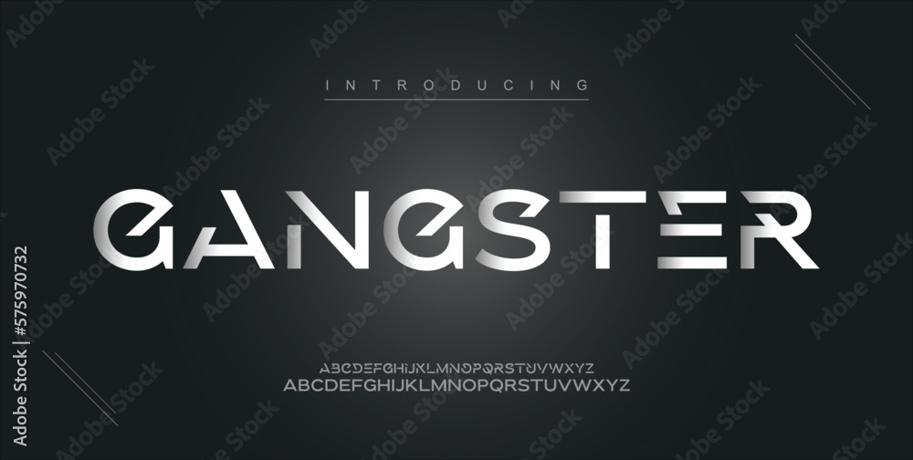 Gangster, digital modern alphabet new font. Creative abstract urban ...