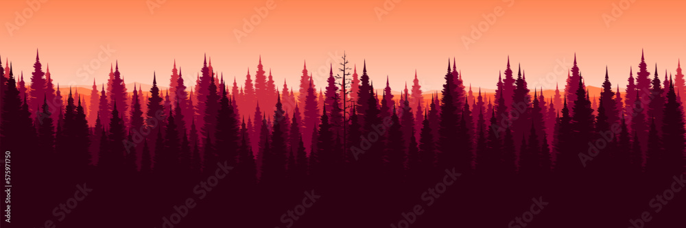 pine tree silhouette landscape vector illustration good for wallpaper ...