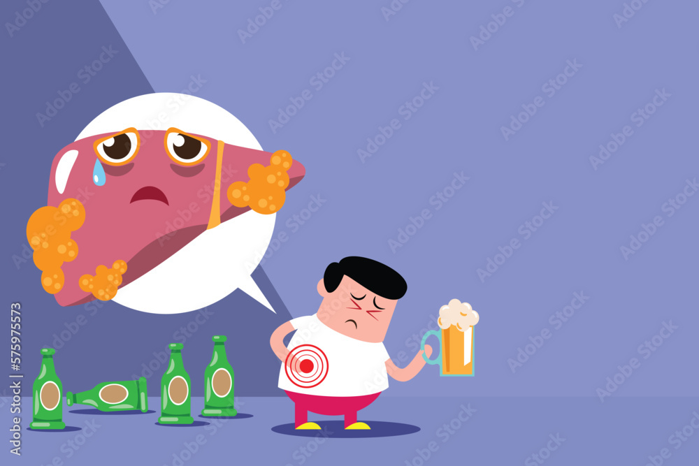 liver vector, illustration flat cartoon character negative unhealthy ...