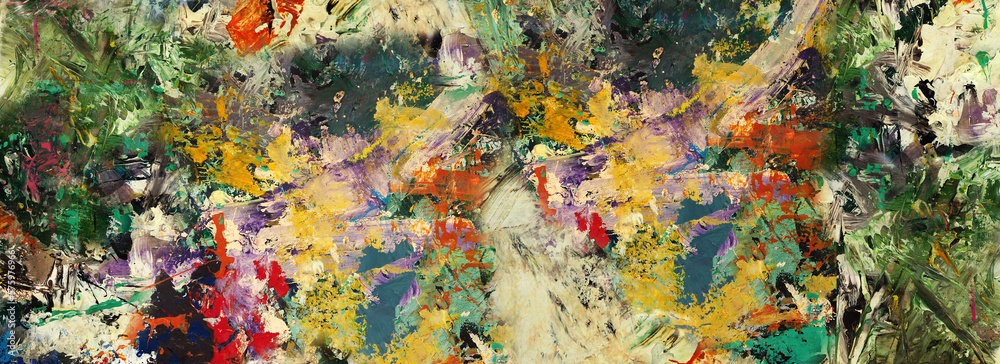 Hand draw digital painting abstract art panorama background colors ...