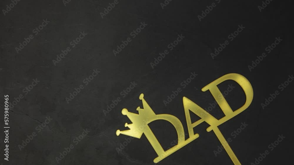 Dad text gold shiny letters on black concrete background, Happy Father ...