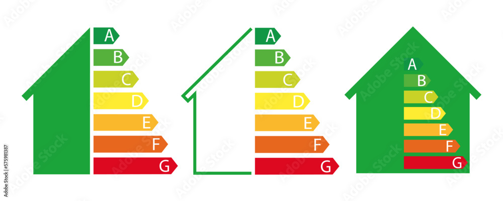 Energy class of house. Certificate of epc. Badge of economy ...
