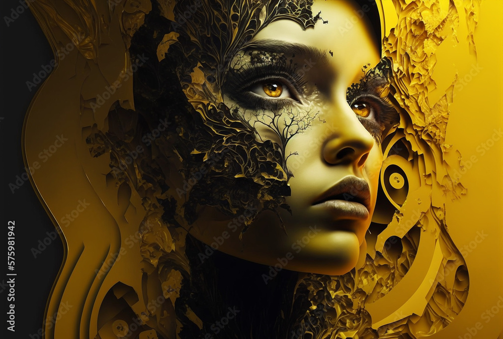 Generative Ai Surreal Portrait Beautiful Woman With Branches And