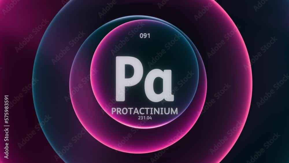 Protactinium as Element 91 of the Periodic Table. Concept animation on ...