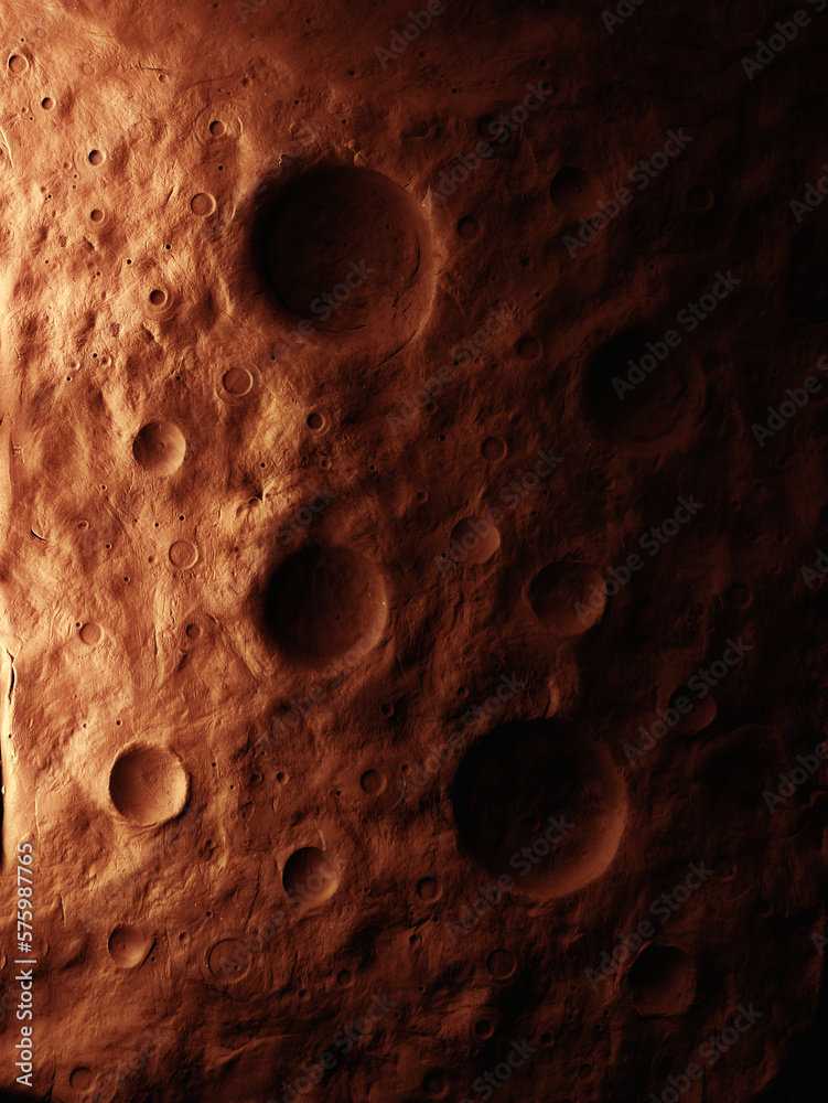 Martian plain with craters. Surface of the red planet, satellite view ...