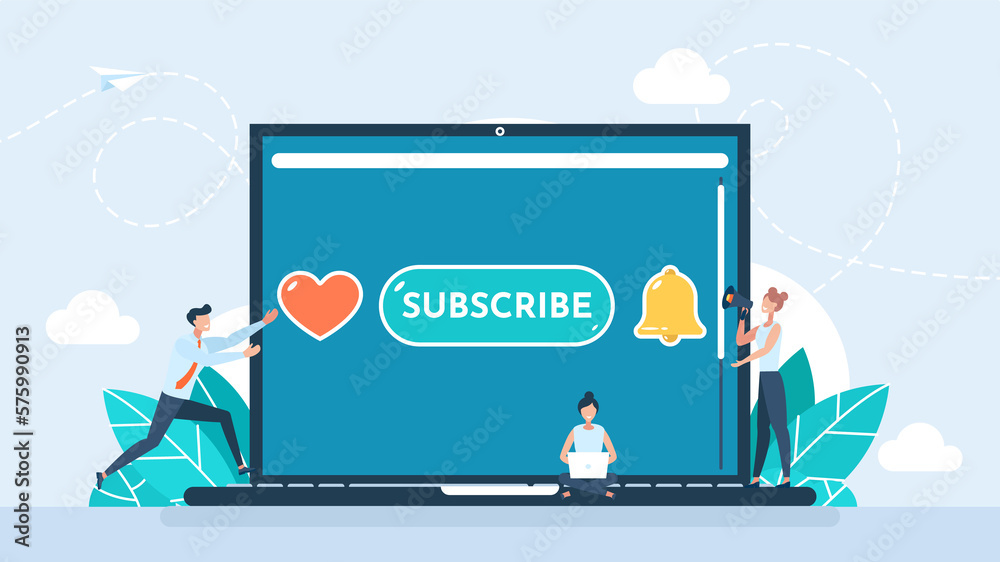 Tiny people subscribe to the channel. Set icon button like, subscribe ...