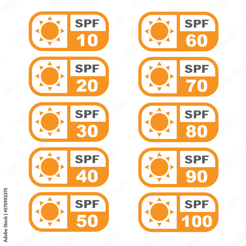 Sun protection sunblock sign set. Solar shine SPF suns defense symbol ...